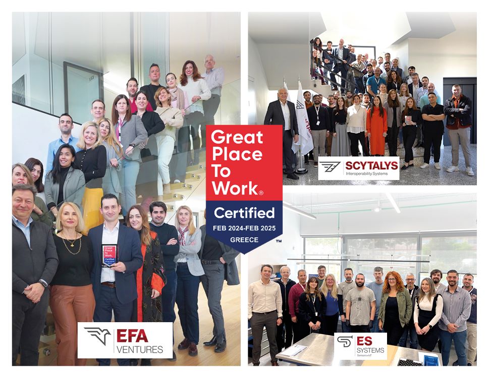 Δεύτερη συνεχόμενη χρονιά πιστοποίηση Great Place to Work® σε EFA VENTURES, SCYTALYS, ES SYSTEMS ...